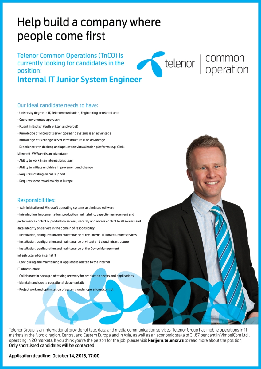 Internal IT Junior System Engineer - Telenor d.o.o.