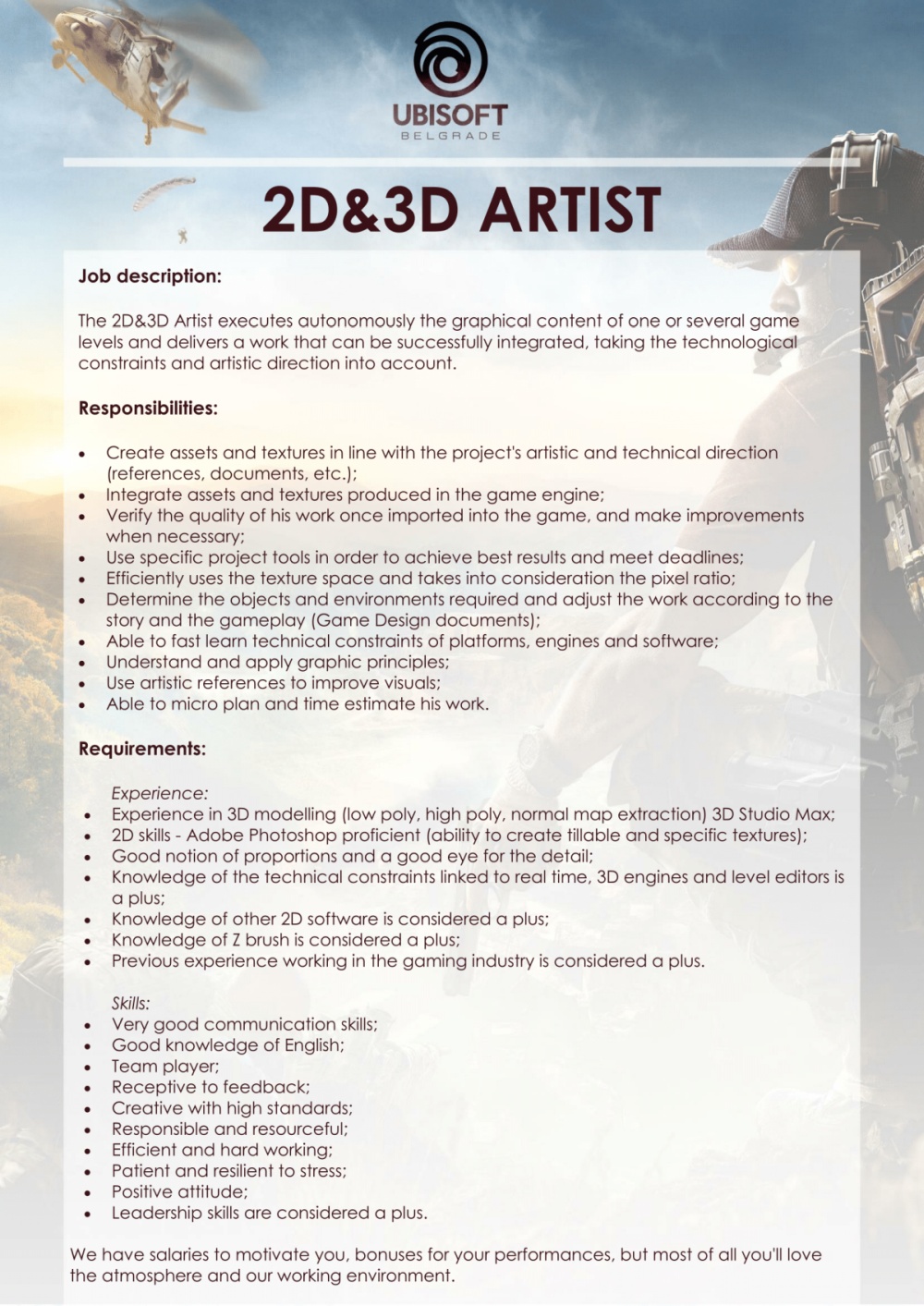 2D & 3D Artist - Ubisoft