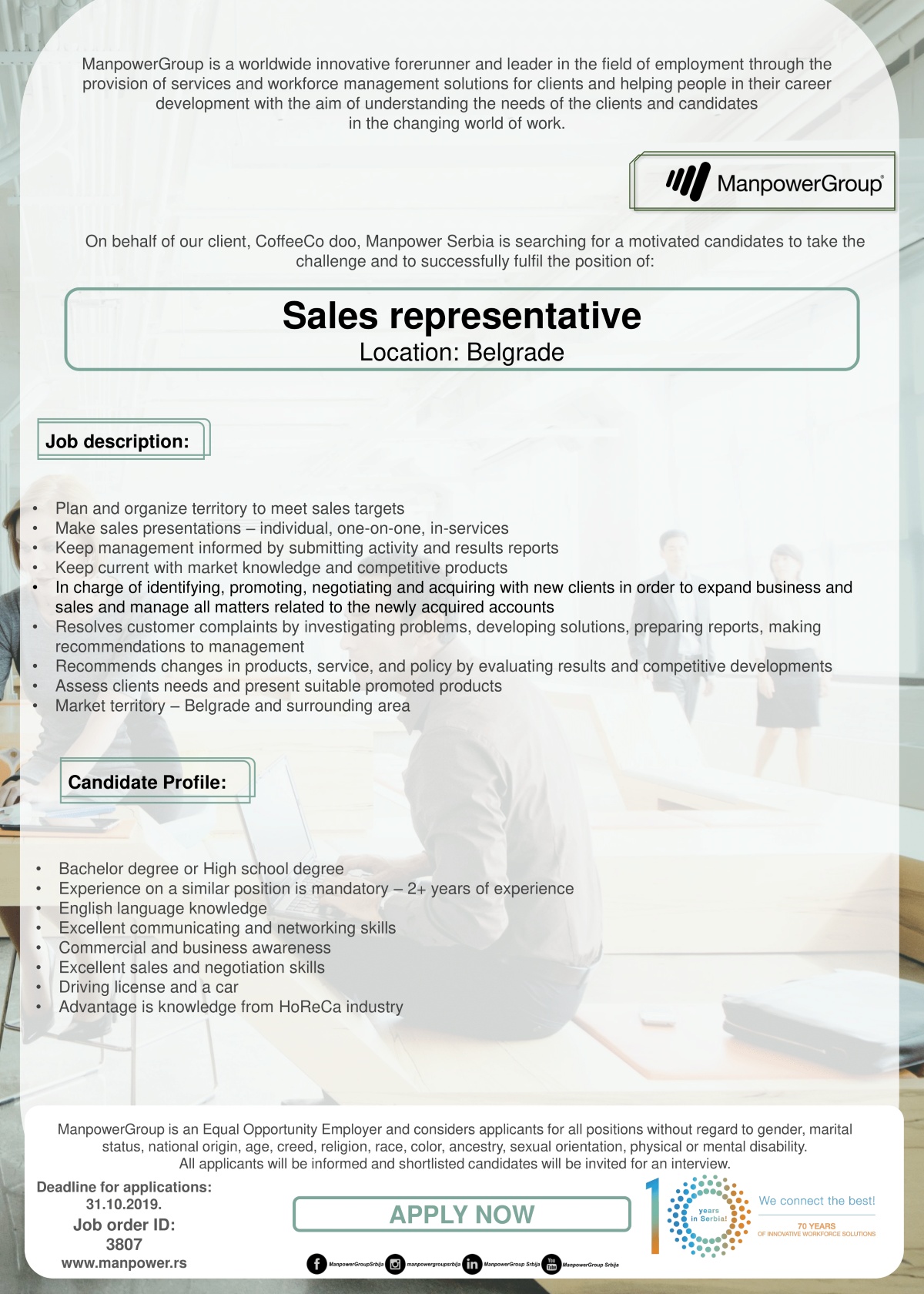 Sales Representative - Manpower d.o.o.