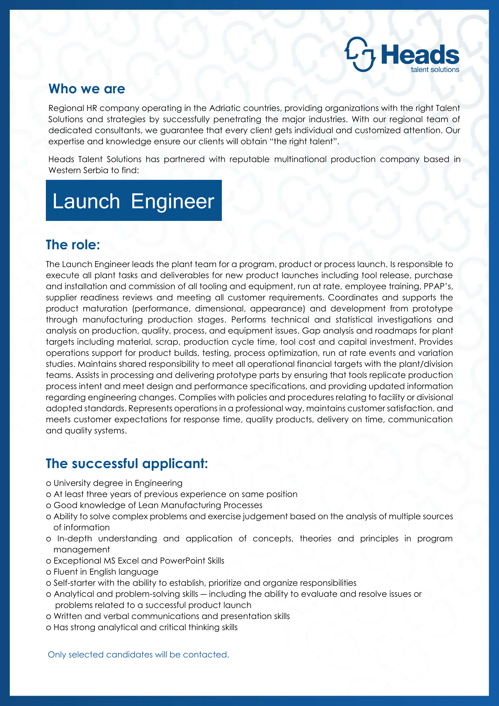 Launch Engineer - Heads Talent Solutions