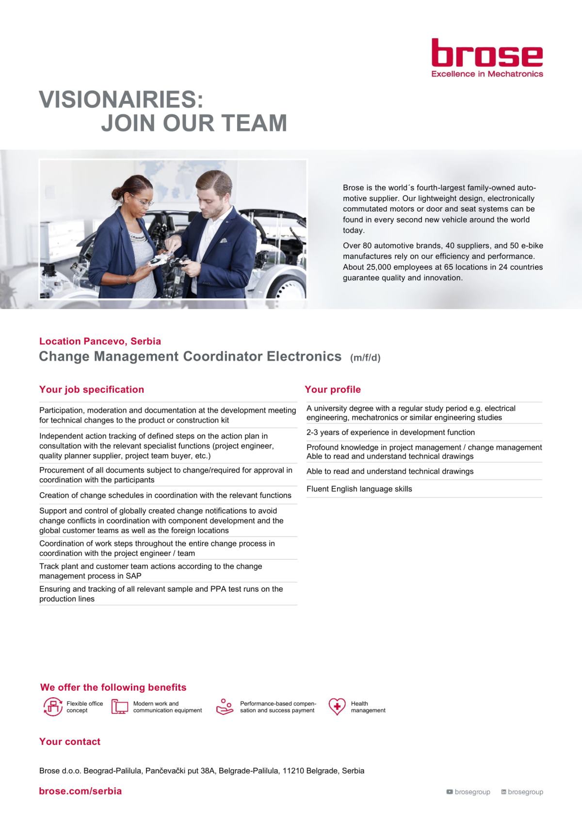 Change Management Coordinator Electronics - Brose d.o.o. | Poslovi Infostud