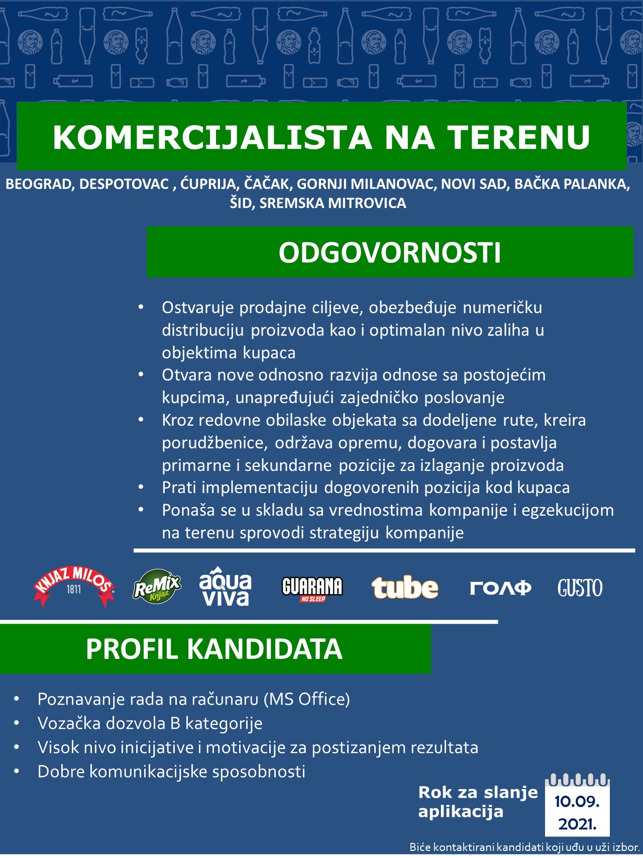 Komercijalista na terenu - Knjaz Miloš a.d.