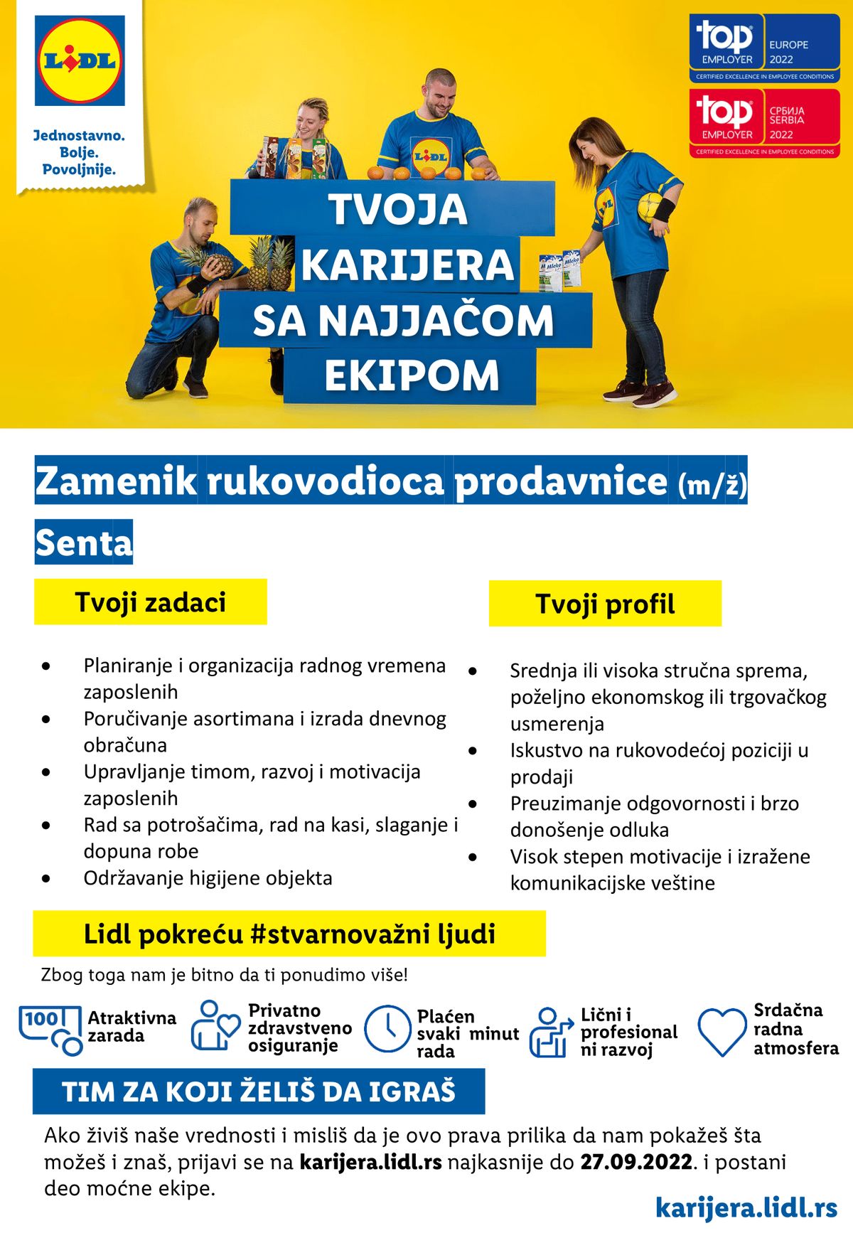 Zamenik rukovodioca prodavnice - Senta - Lidl Srbija KD | Poslovi Infostud