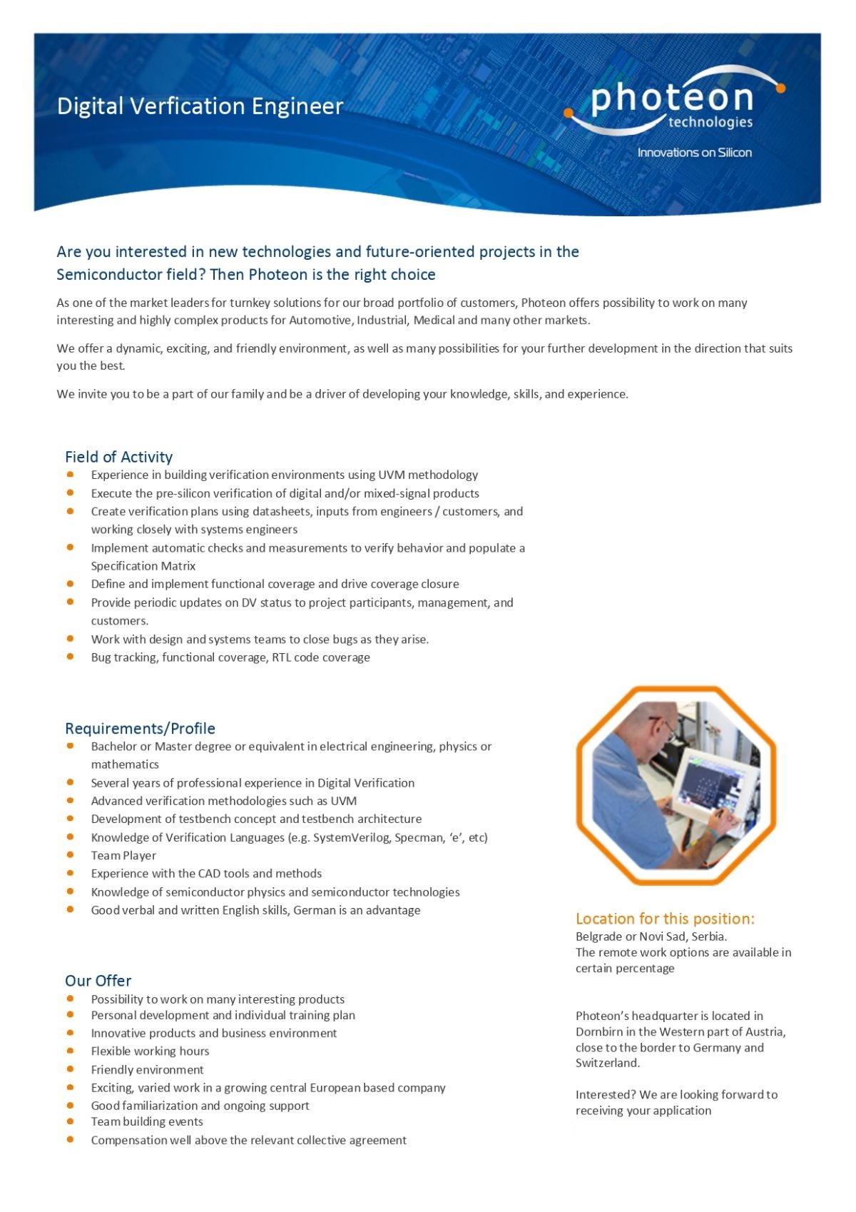 Digital Verification Engineer - Photeon Technologies GmbH | Poslovi ...