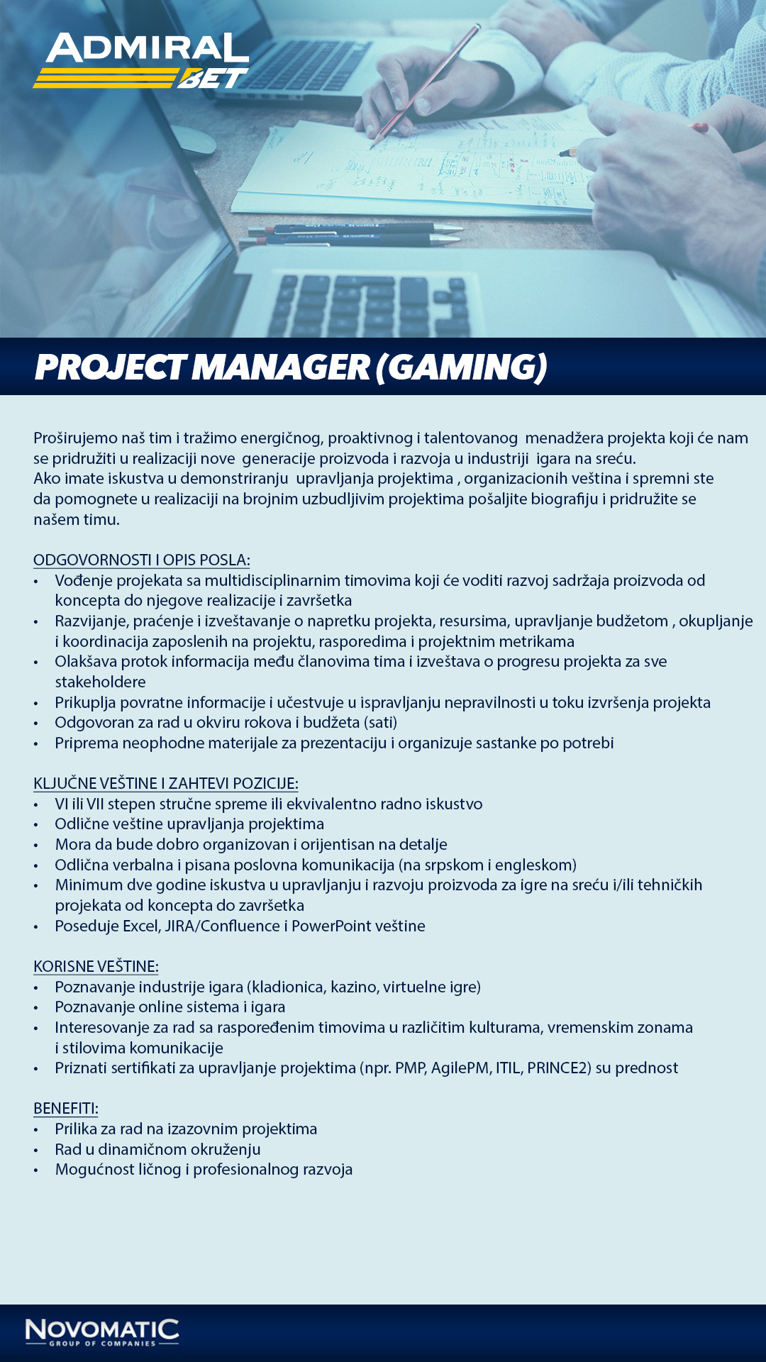 Project Manager (Gaming) - AdmiralBet