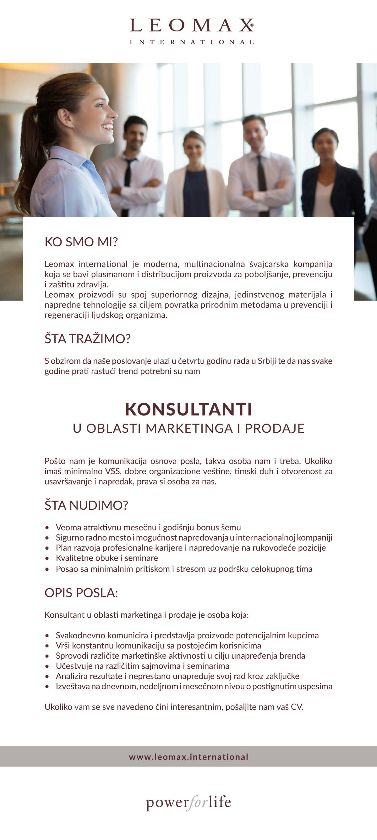 Konsultant u oblasti marketinga i prodaje - Leomax International d.o.o.