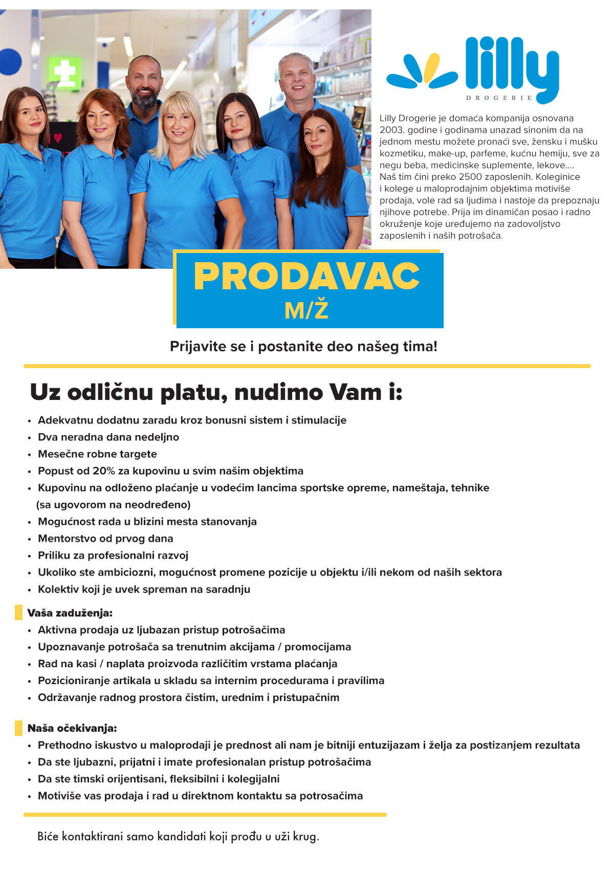 Prodavac - Apotekarska ustanova Lilly drogerie