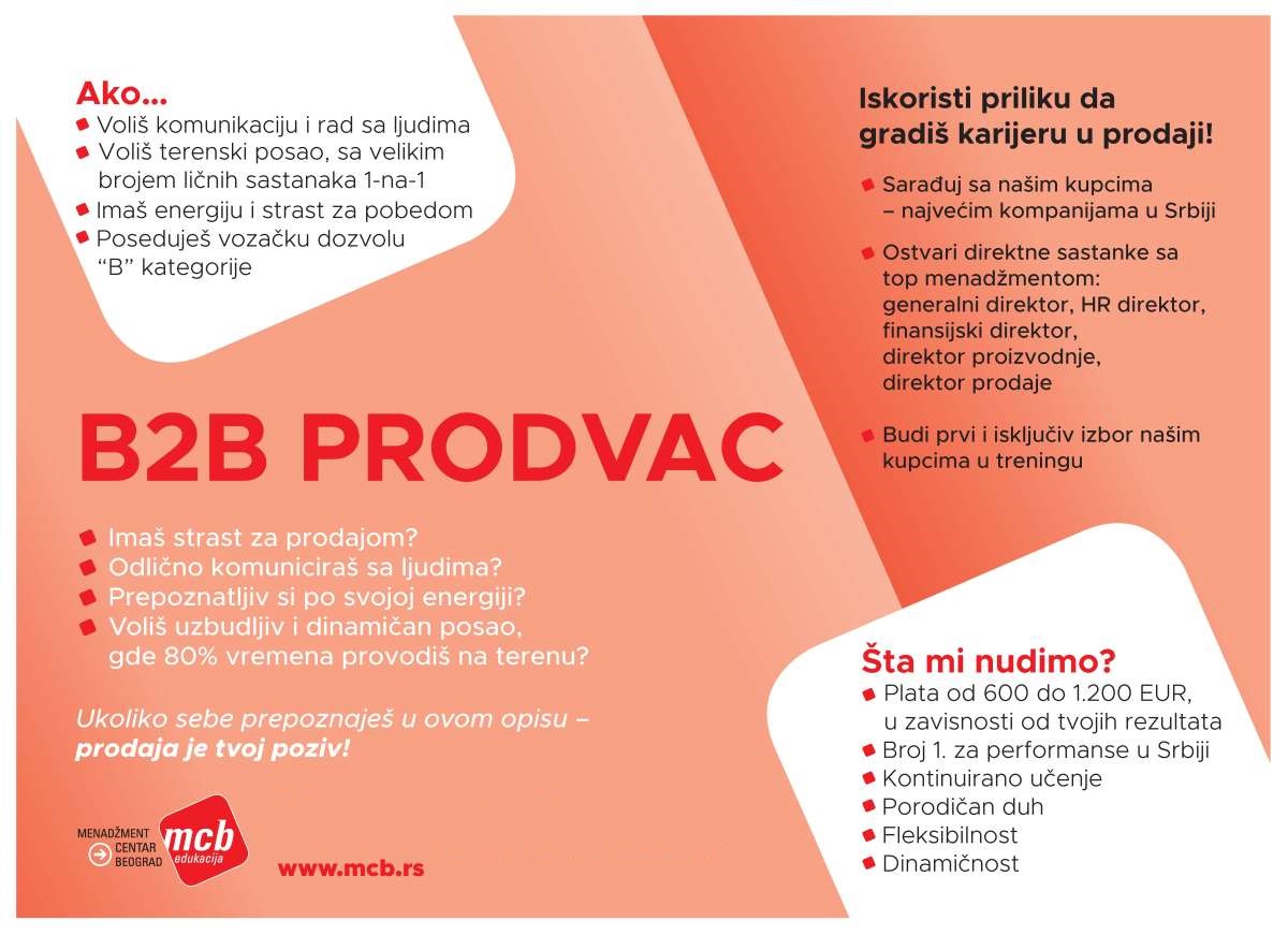 B2B prodavac - Menadžment Centar Beograd