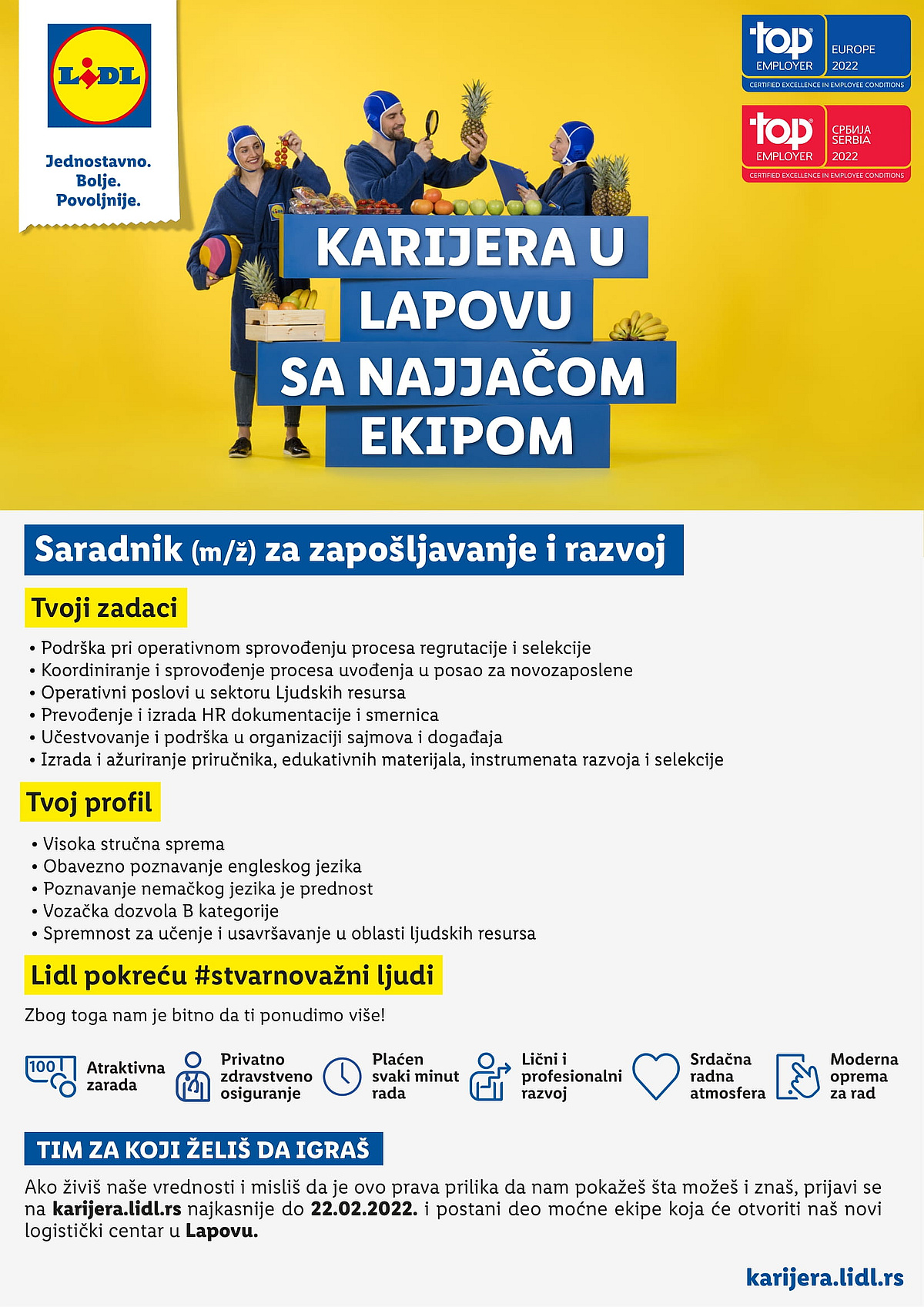 Saradnik za zapošljavanje i razvoj - Lidl Srbija KD | Poslovi Infostud