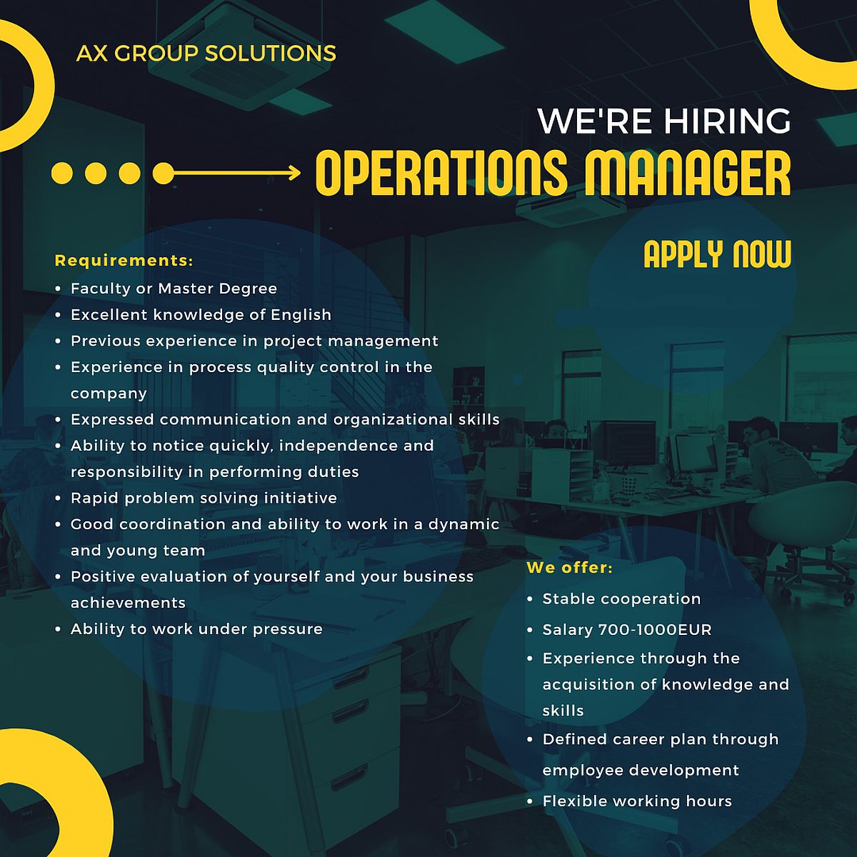 Operations Manager - Axgroup Solutions d.o.o.