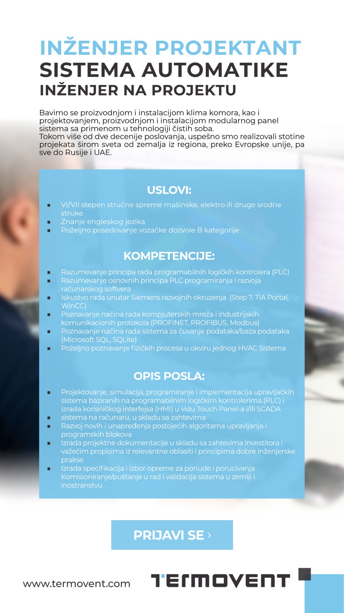 Inženjer projektant sistema automatike - Termovent Komerc d.o.o.