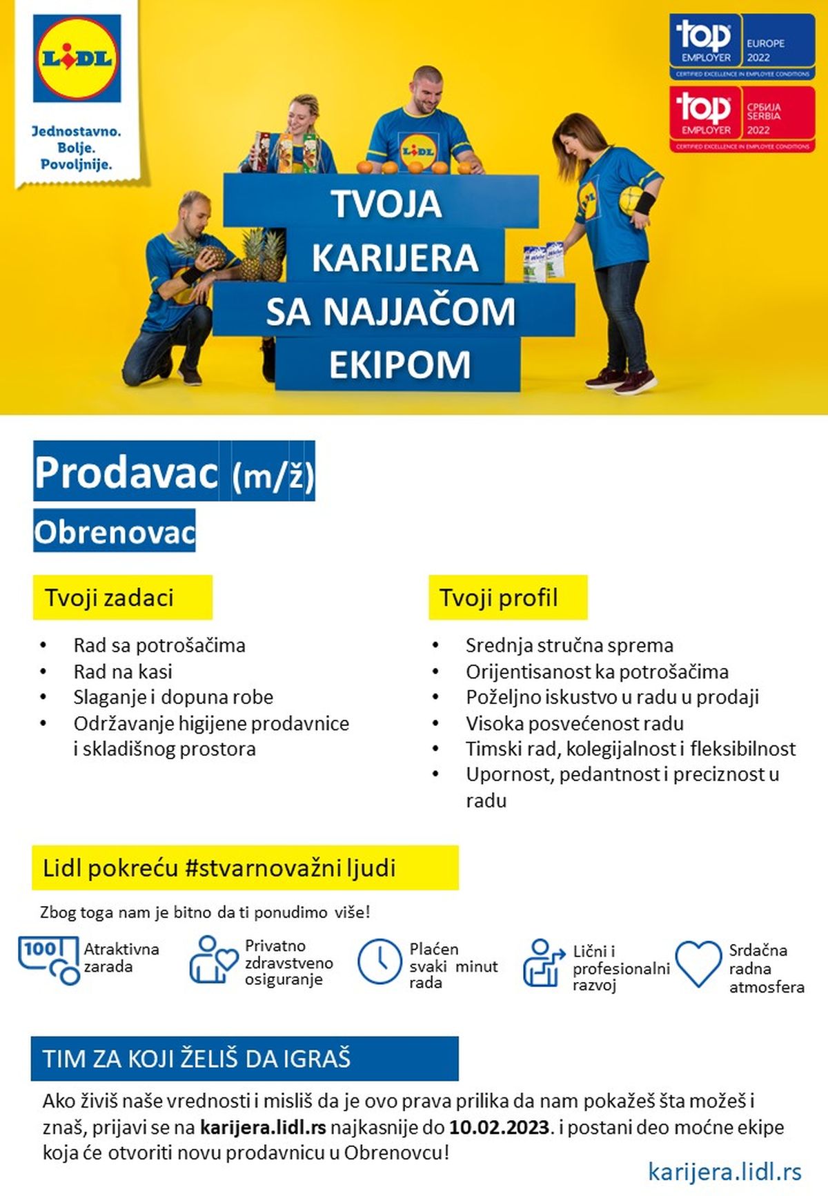 Prodavac - Obrenovac - Lidl Srbija KD
