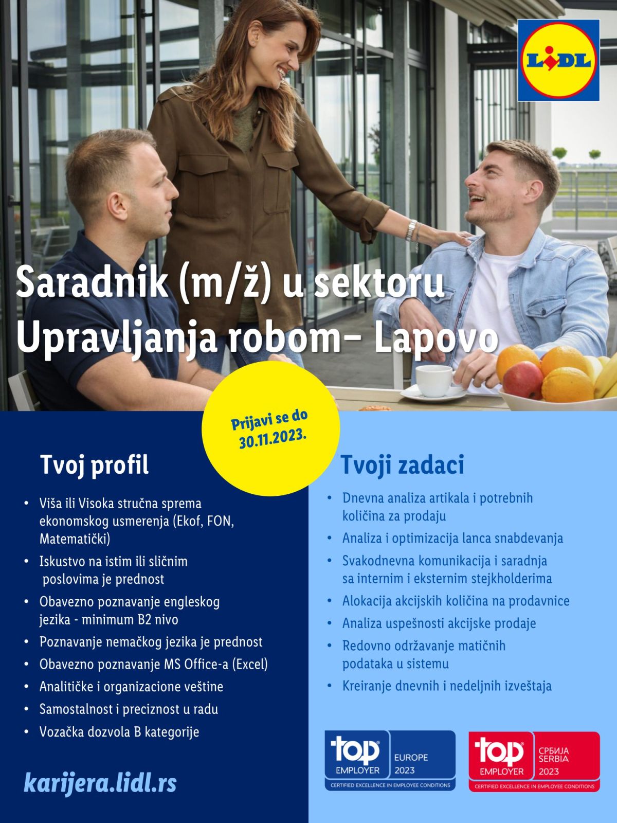 Saradnik u sektoru upravljanja robom - Lapovo - Lidl Srbija KD