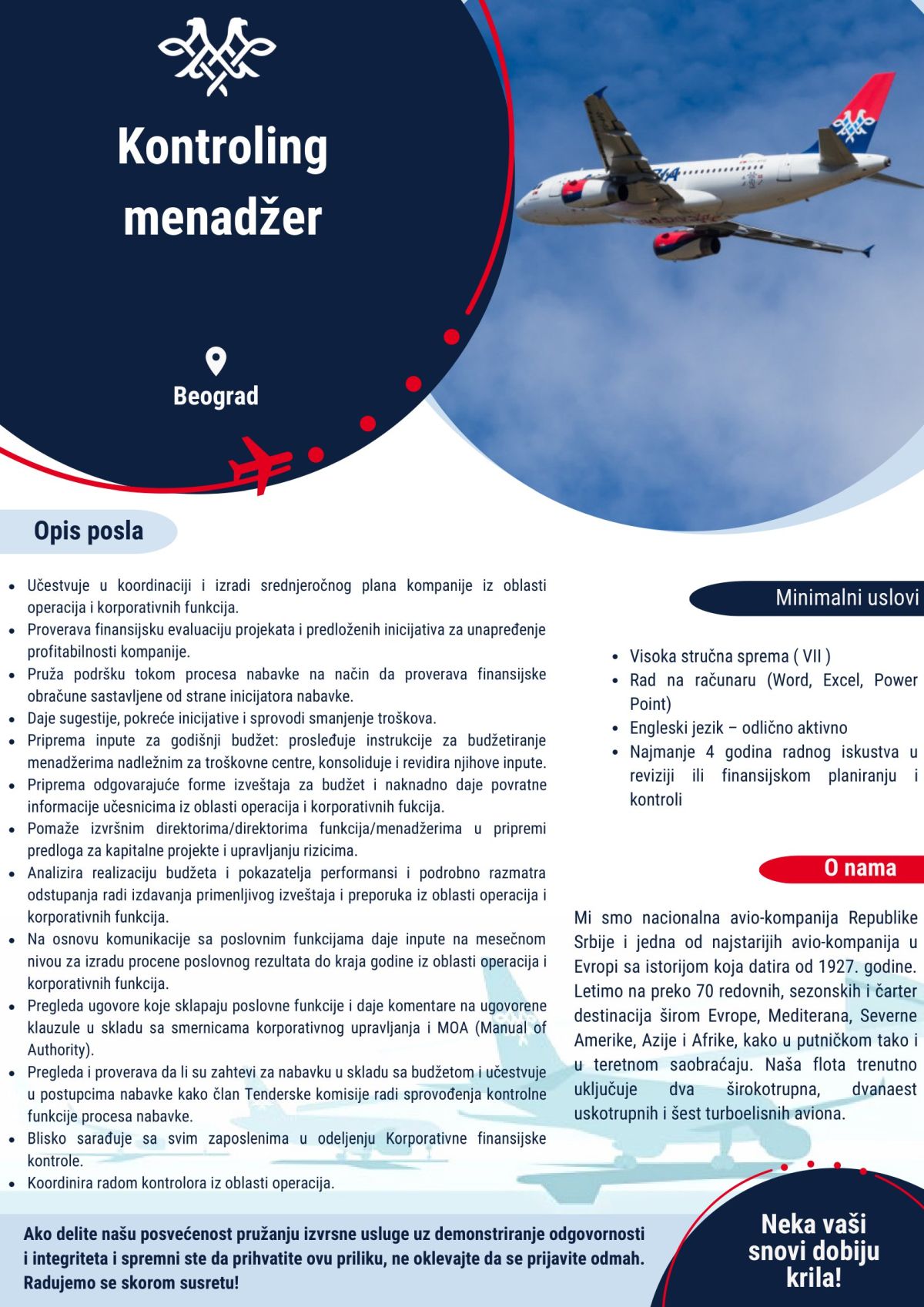 Kontroling menadžer - Air Serbia