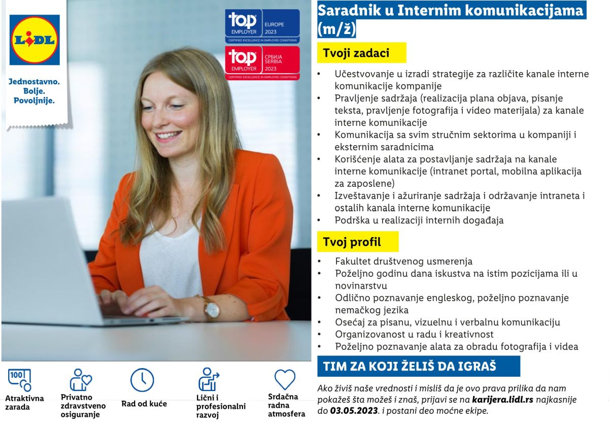 Saradnik u Internim komunikacijama - Lidl Srbija KD