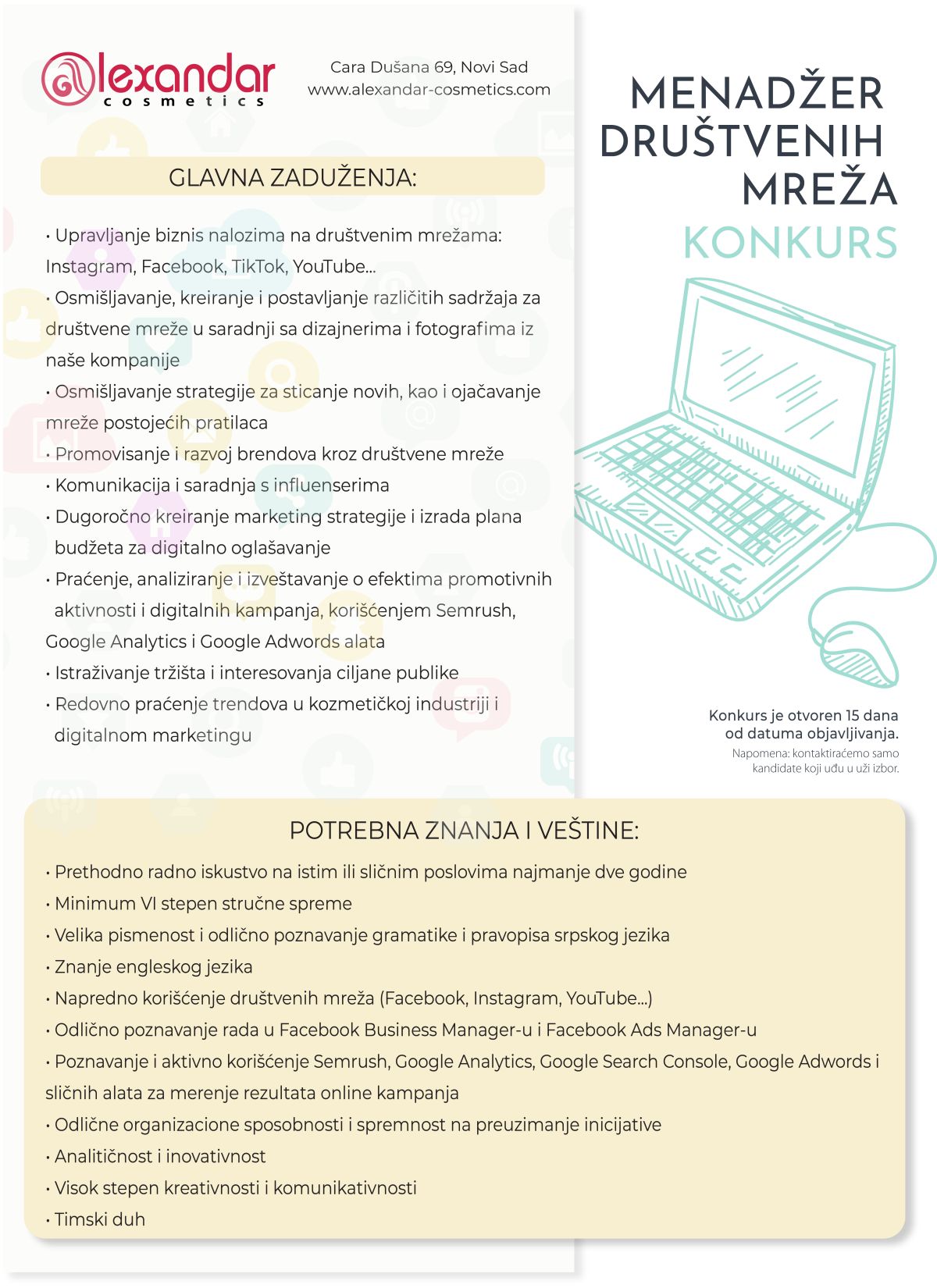 Menadžer društvenih mreža - Alexandar d.o.o. | Poslovi Infostud