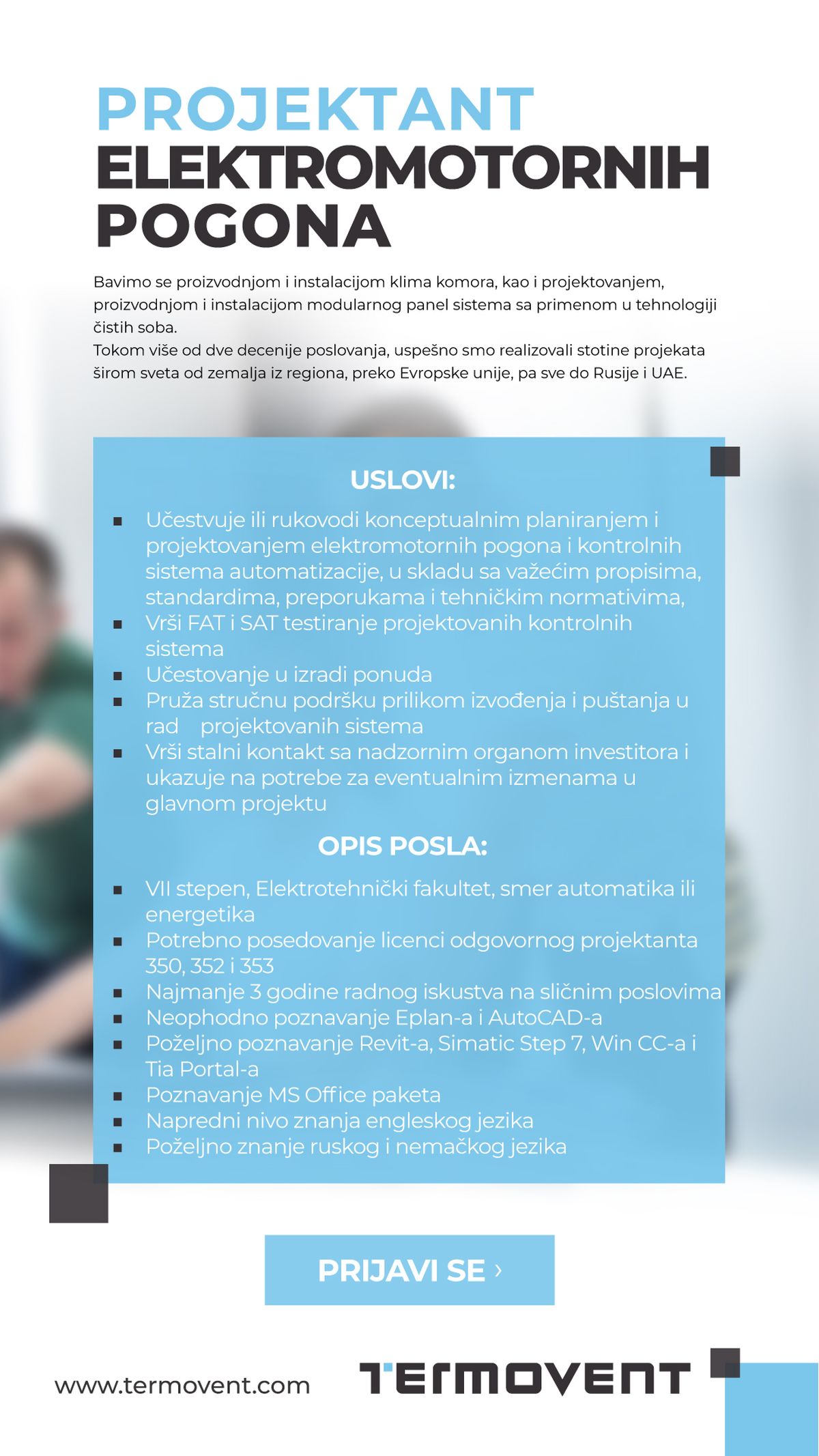 Projektant elektromotornih pogona - Termovent Komerc d.o.o.