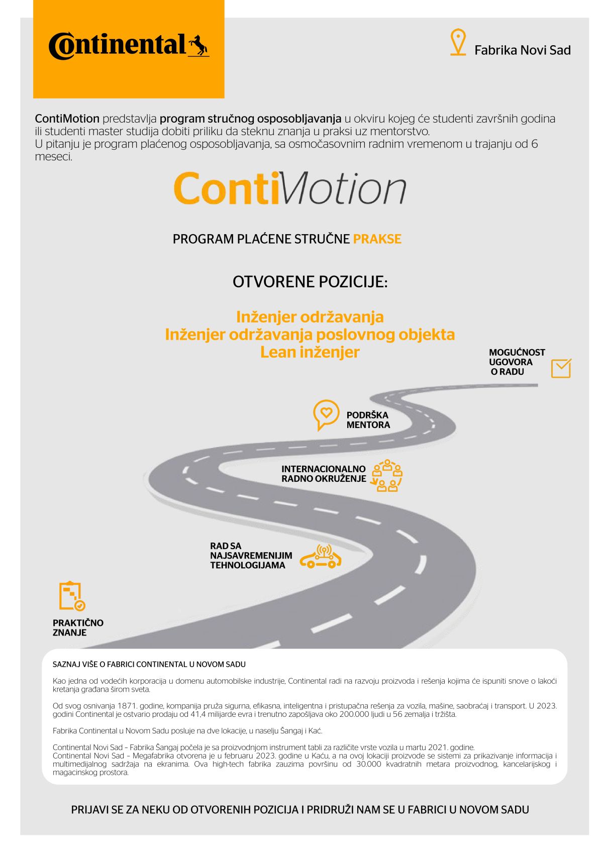 Program plaćene prakse- ContiMotion Continental Novi Sad / Plant ...