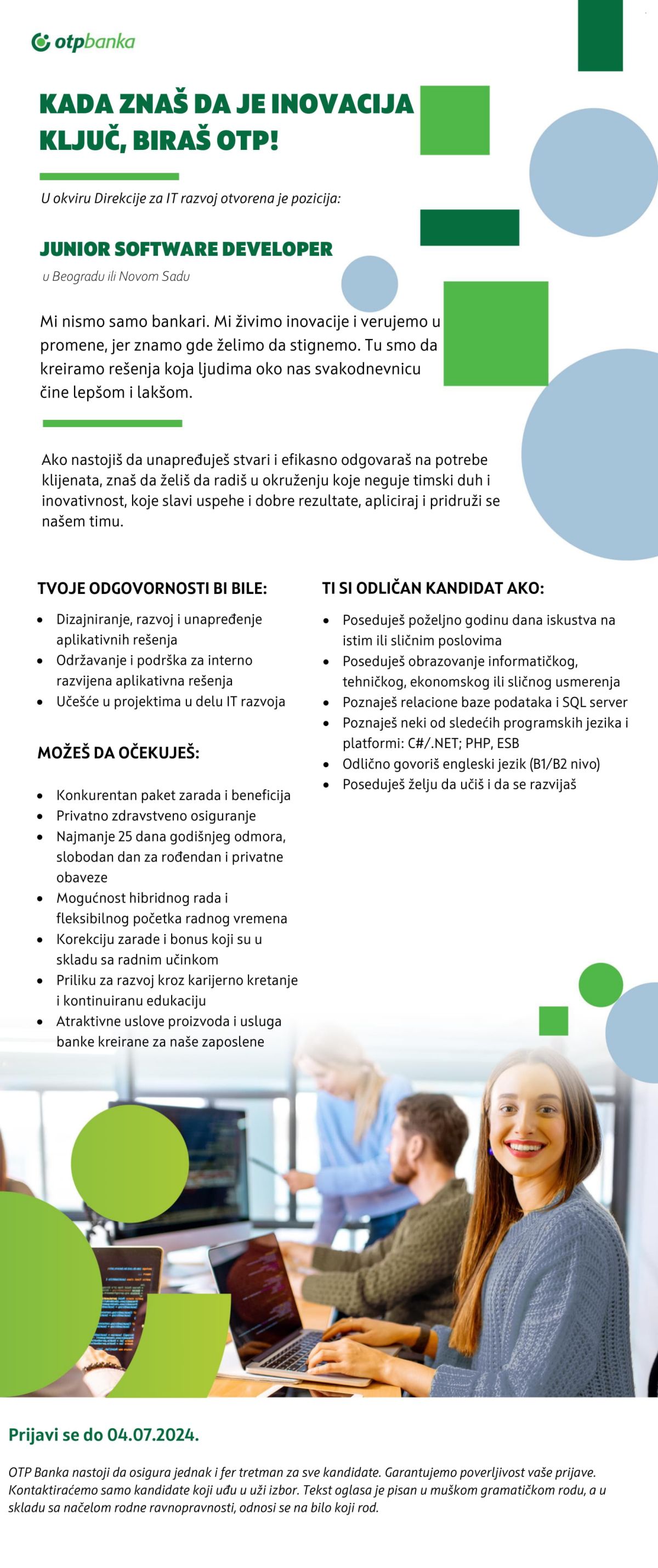 Junior Software Developer - OTP banka Srbija