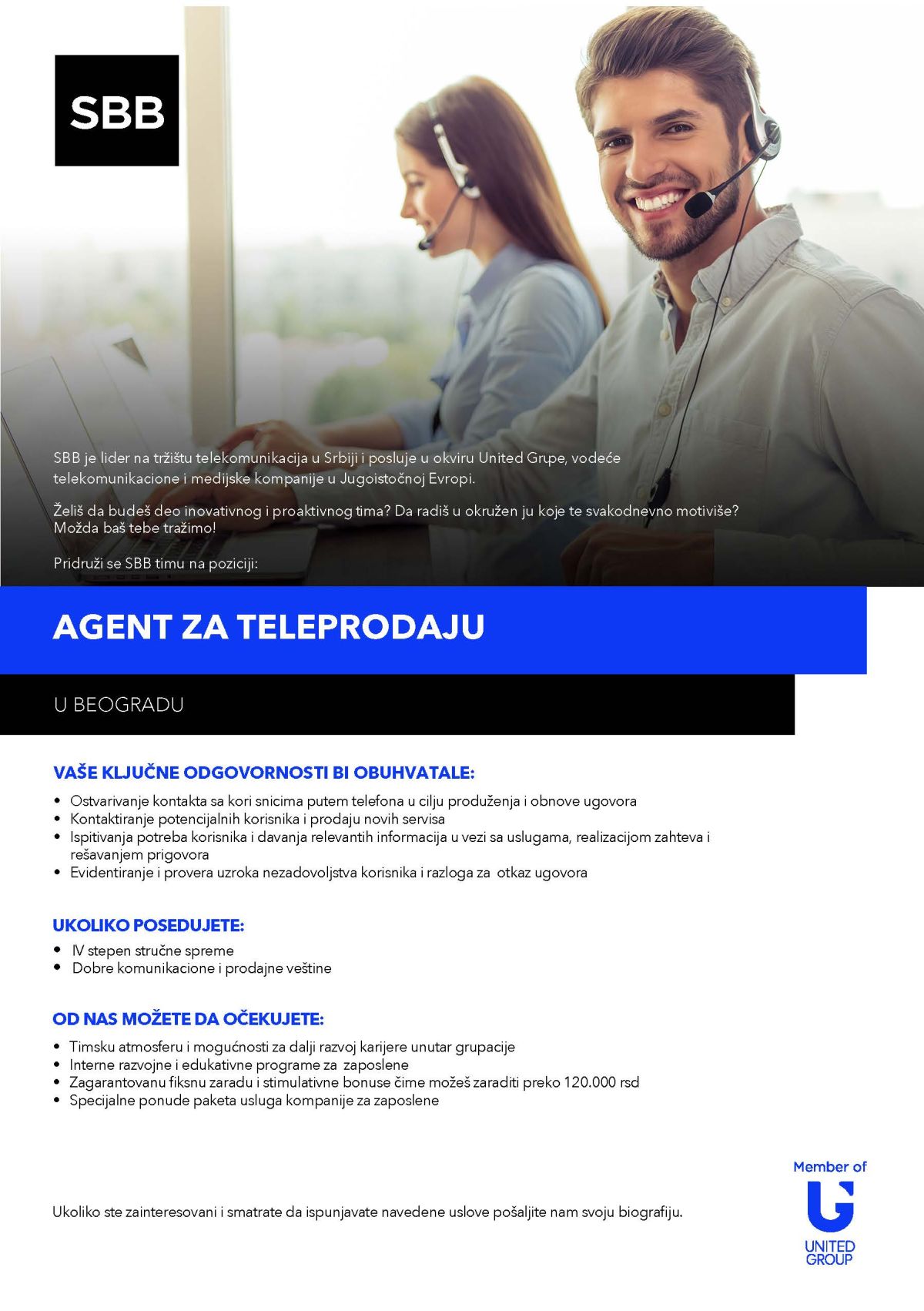 Agent za teleprodaju SBB d.o.o. - Startuj.infostud.com