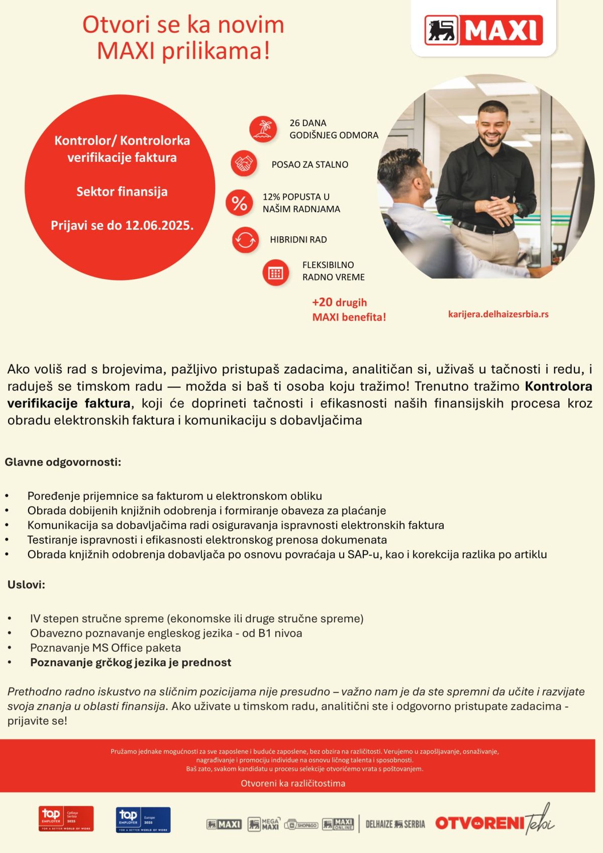 Kontrolor/ Kontrolorka verifikacije faktura Delhaize Serbia d.o.o ...