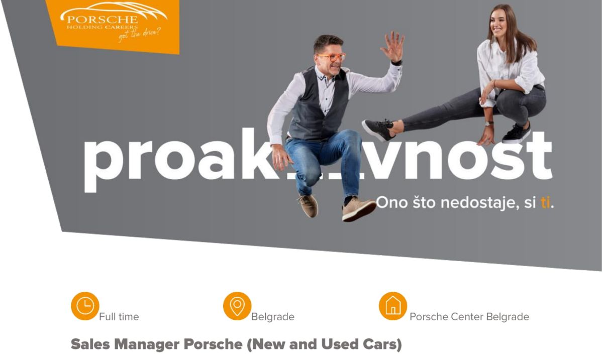 Sales Manager Porsche - Porsche Inter Auto S d.o.o. | Poslovi Infostud