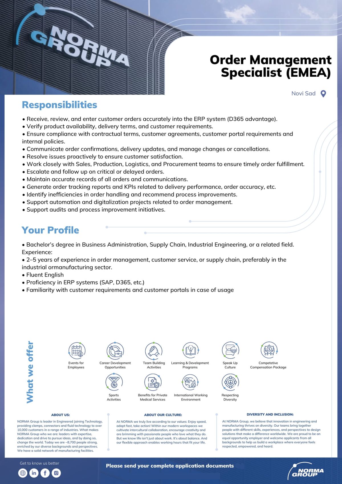Order Management Specialist - Norma Grupa | Poslovi Infostud