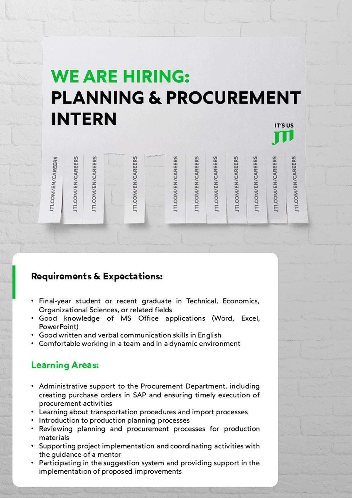 Planning & Procurement Intern JT International AD - Startuj.infostud.com
